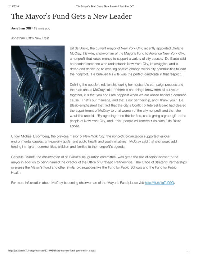 The Mayor’s Fund Gets a New Leader | PDF