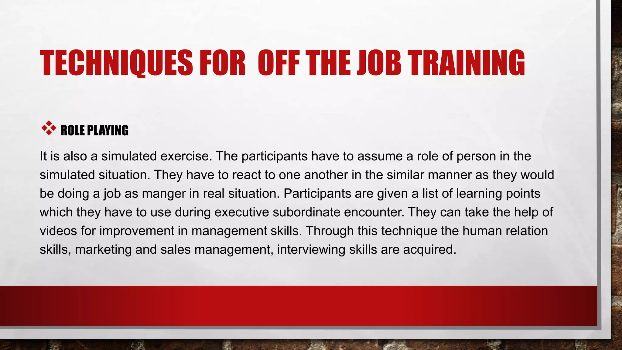 Off the job training methods | PPTX | Business | Business and Finance