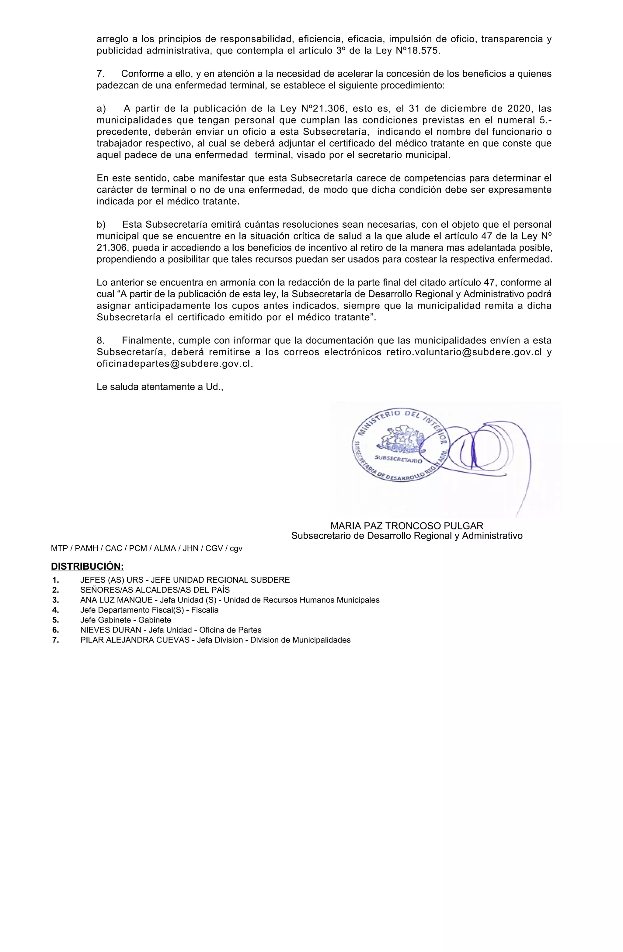 Oficio 267 subdere casos de enfermos terminales | PDF