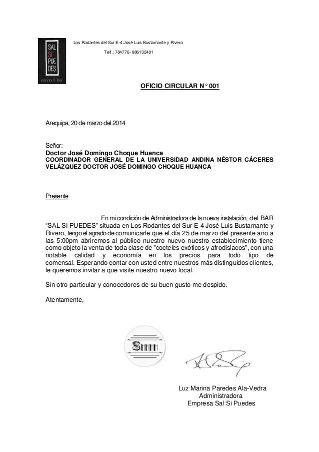 Modelo De Oficio Circular