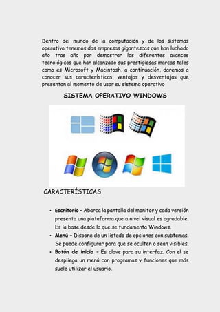 Sistemas Operativos Windows y Mac OS | PDF