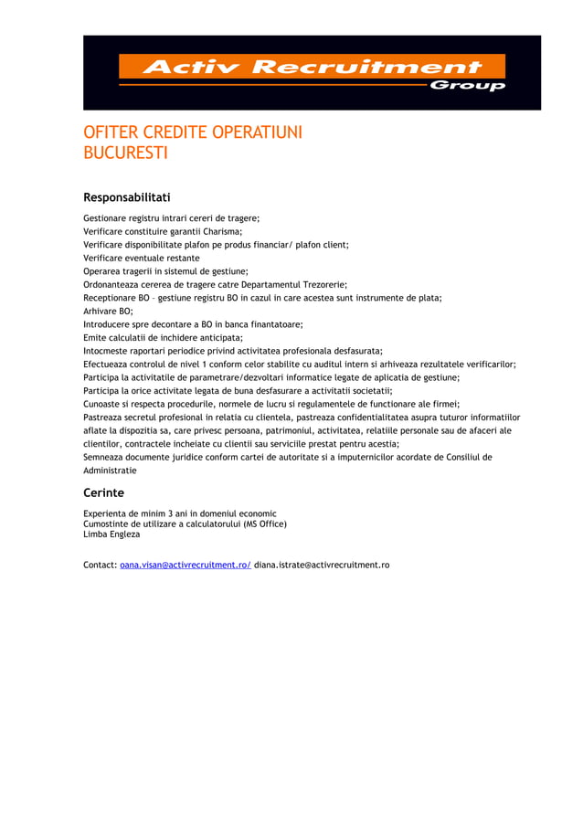 Ofiter credite operatiuni | PDF