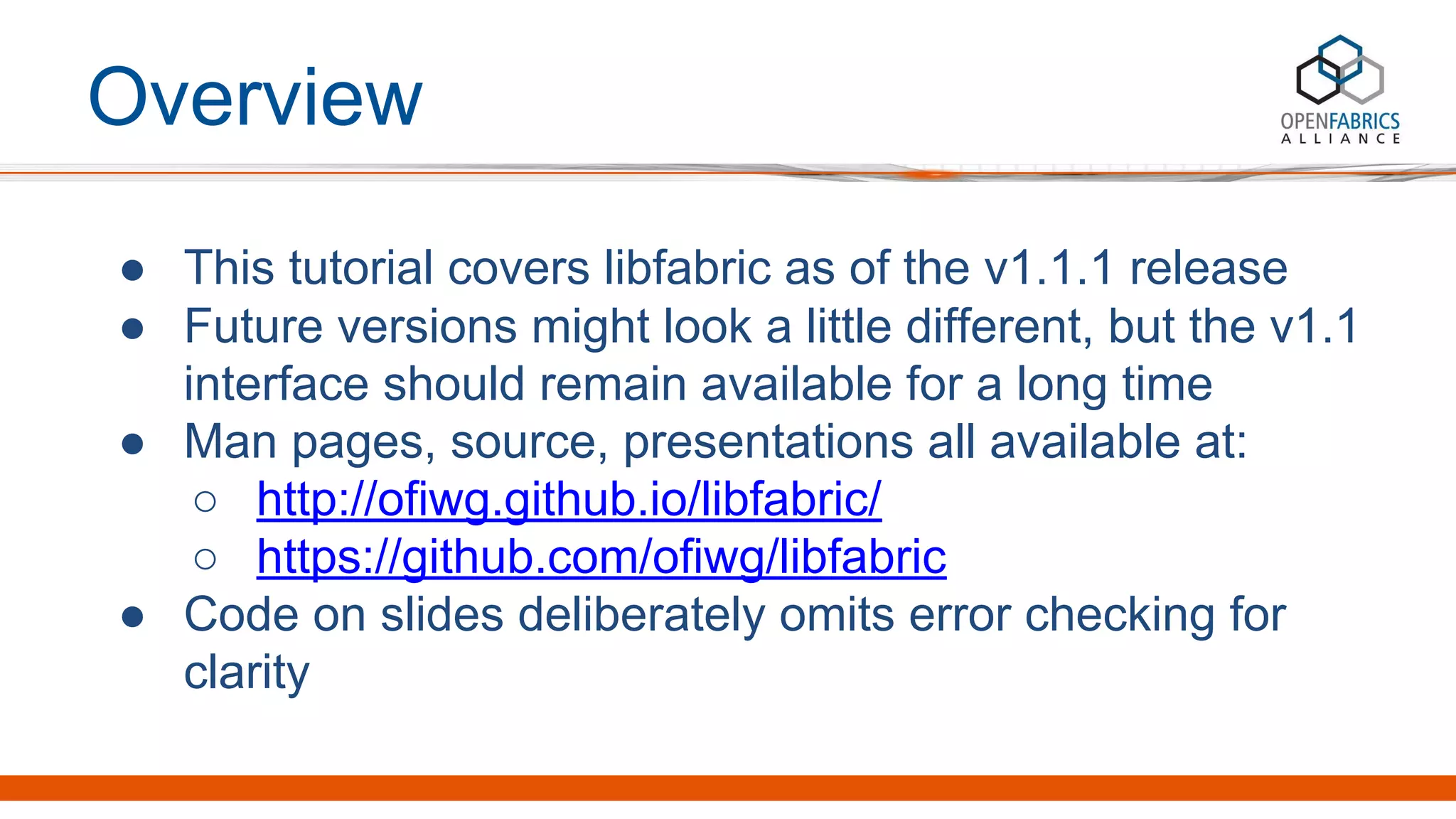 OFI libfabric Tutorial | PDF