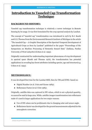 Tasseled Cap Transformation Techniques Reference Writing | PDF