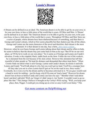 Of Mice And Men Essay On Dreams | PDF