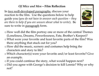 Of Mice and Men Film Reaction so I can download | PPT