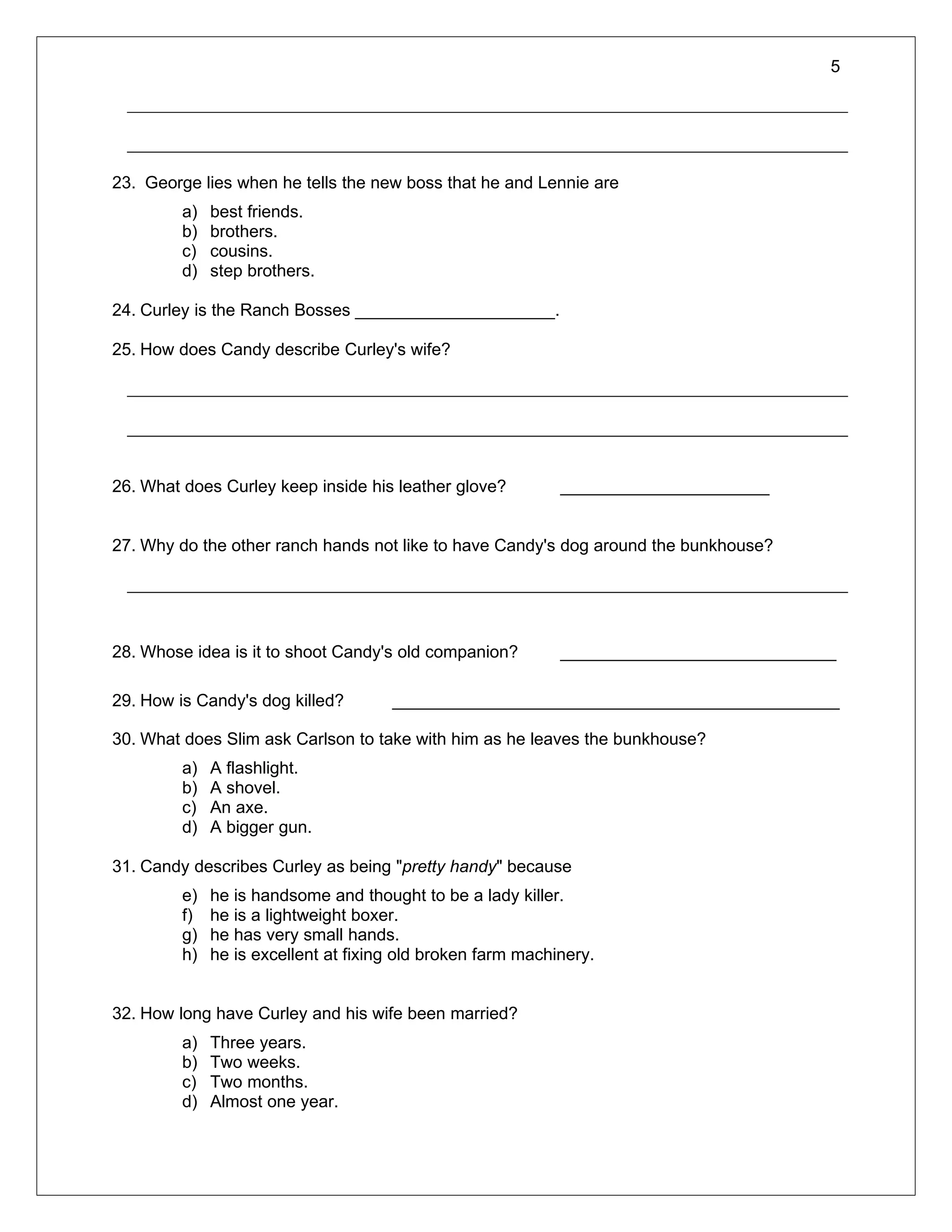 Of mice and men quiz | DOC