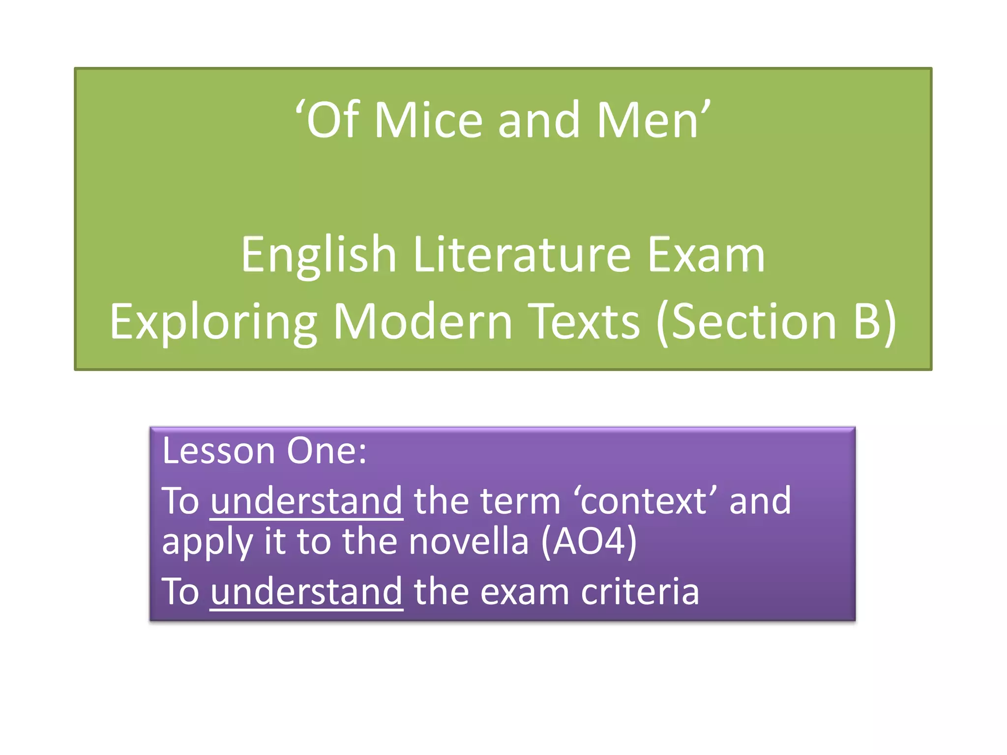 Of Mice and Men - Literature Exam | PPT