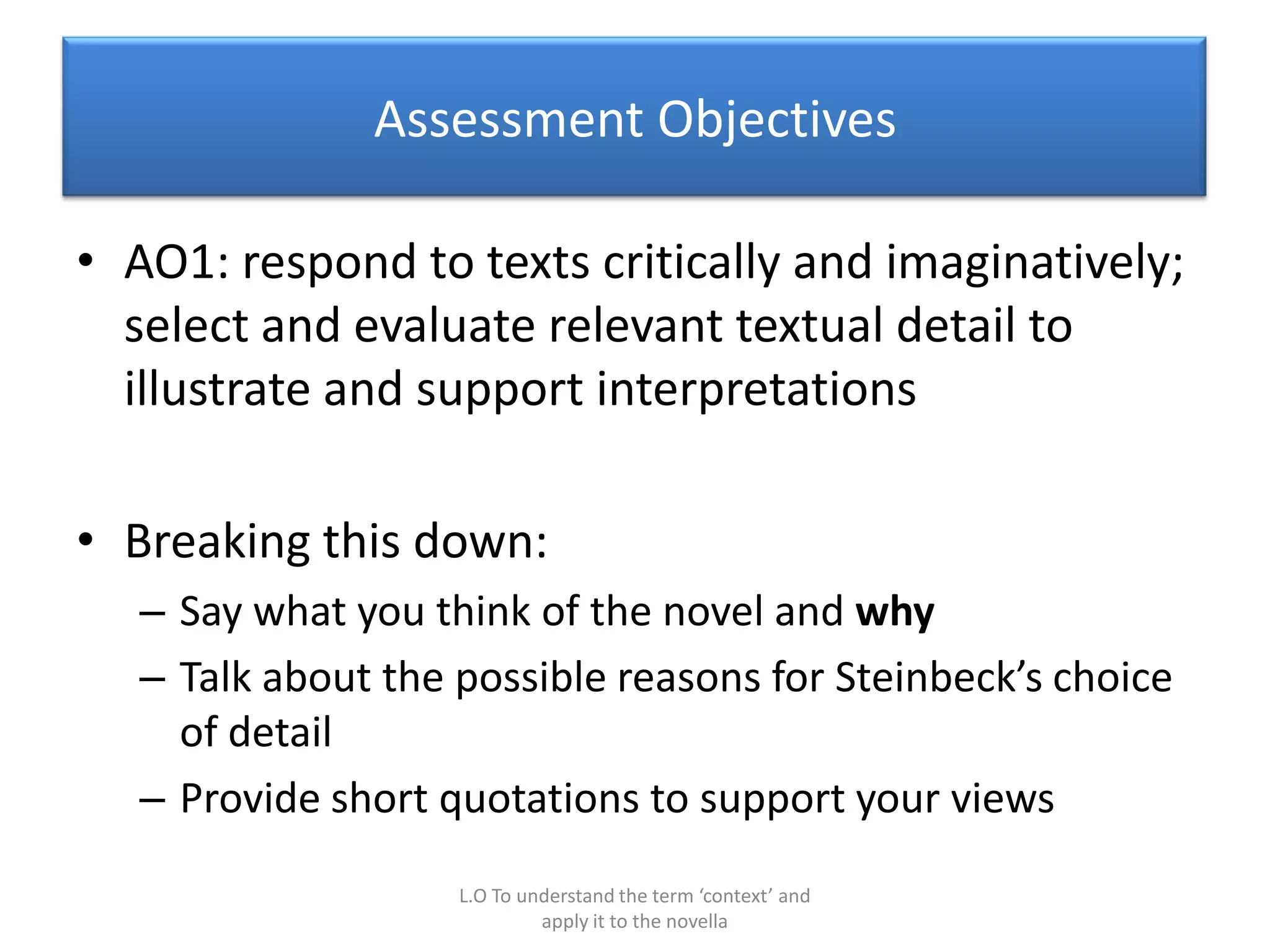 Of Mice and Men - Literature Exam | PPT