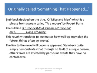 Of Mice and Men - Literature Exam | PPTX