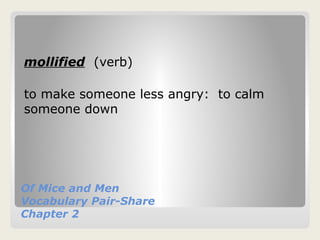 Of mice and men vocabulary review chapters 1 6 | PPT