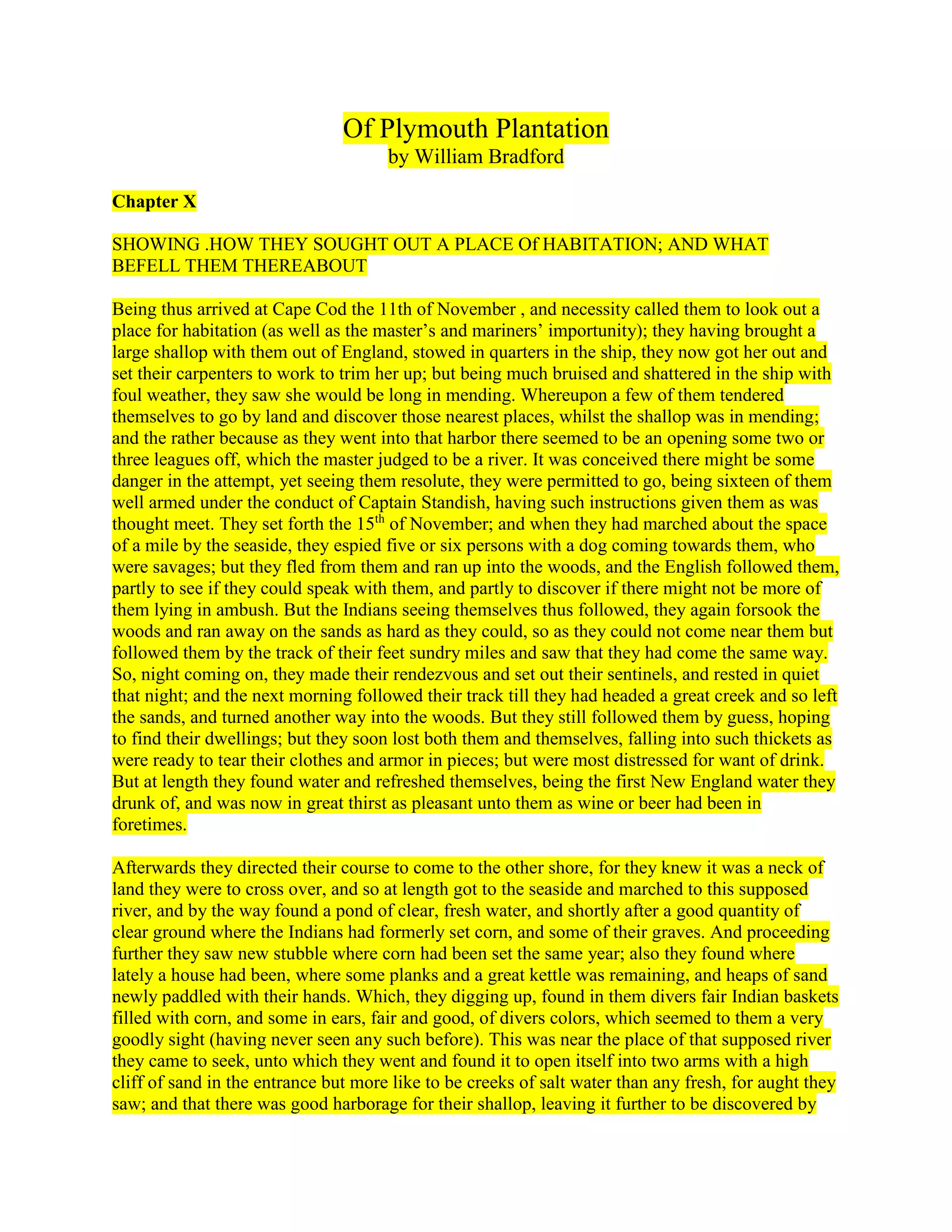 Of plymouth plantation | DOCX