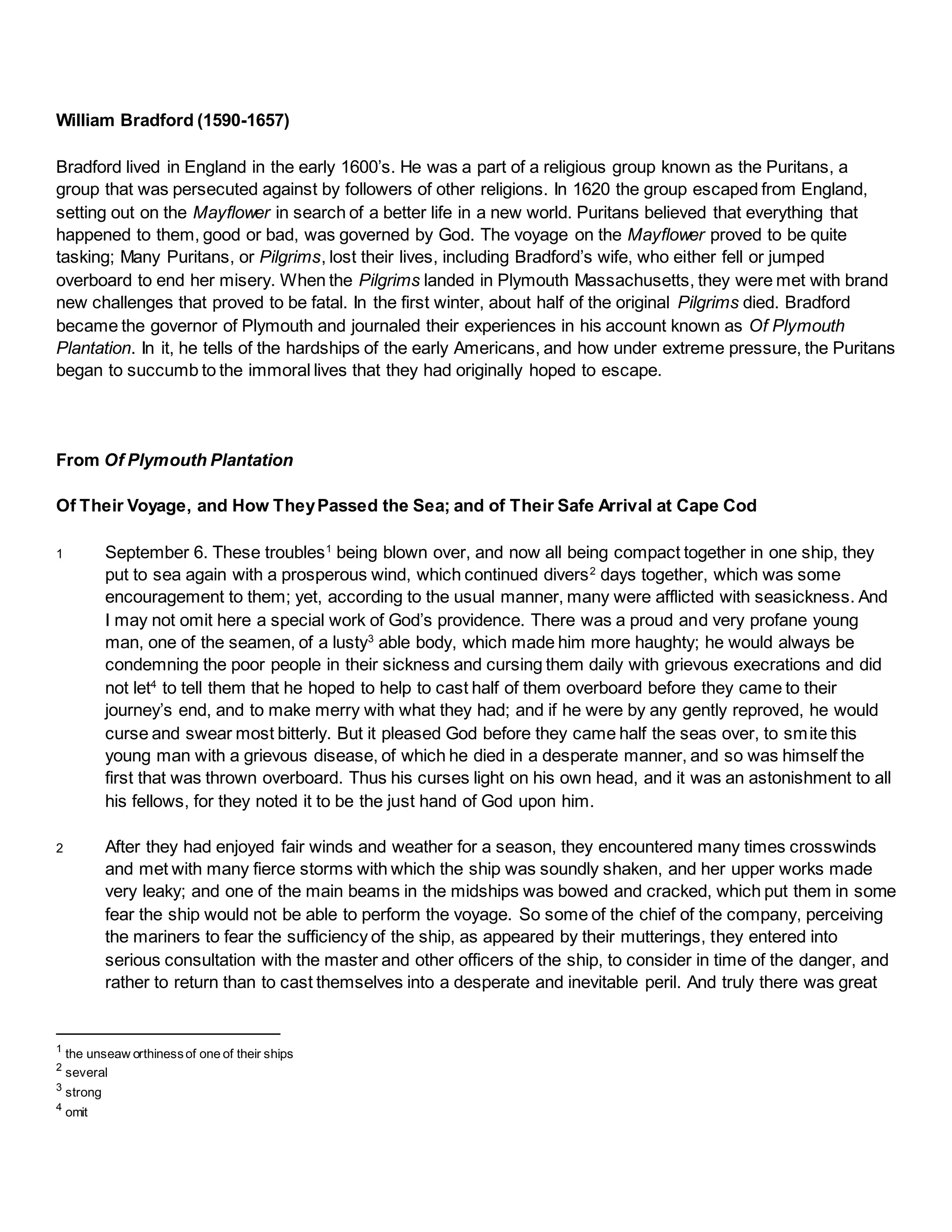 Of plymouth plantation excerpt | DOCX