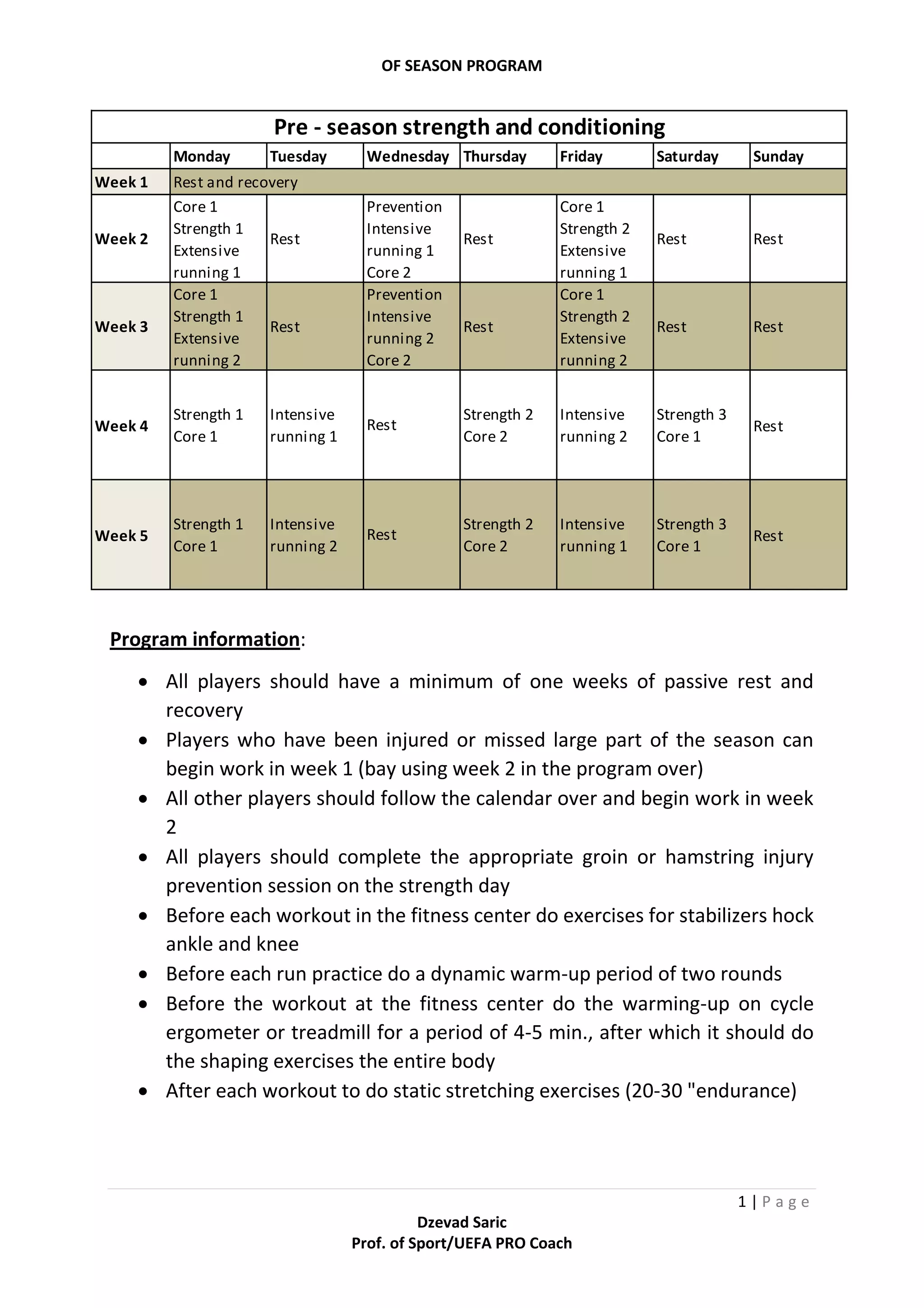 OF SEASON PLAN | PDF