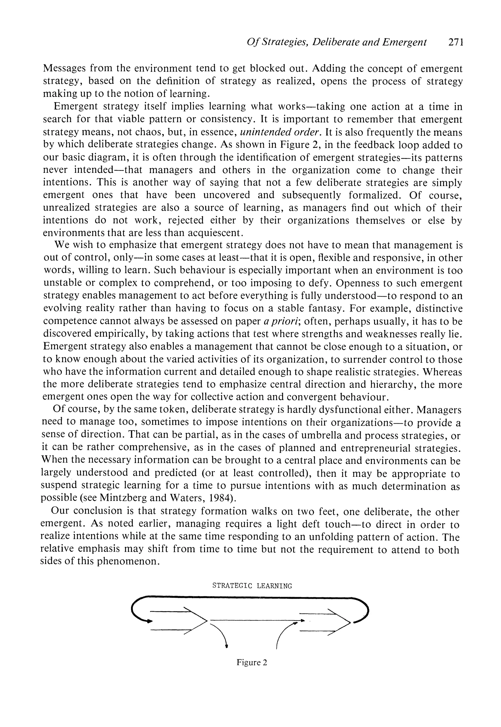 Of strategies deliberate and emergent - Henry Mintzberg | PDF