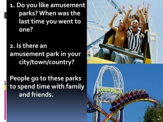 Amusement park- VOCABULARY ABOUT RIDES- ESL | PPTX