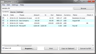 OFX2PDF (OFX to PDF Converter) | PDF