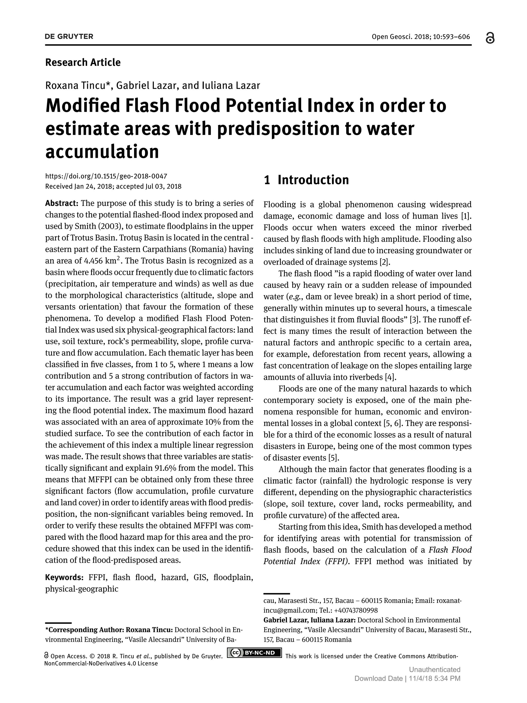 Modified Flash Flood Potential Index | PDF