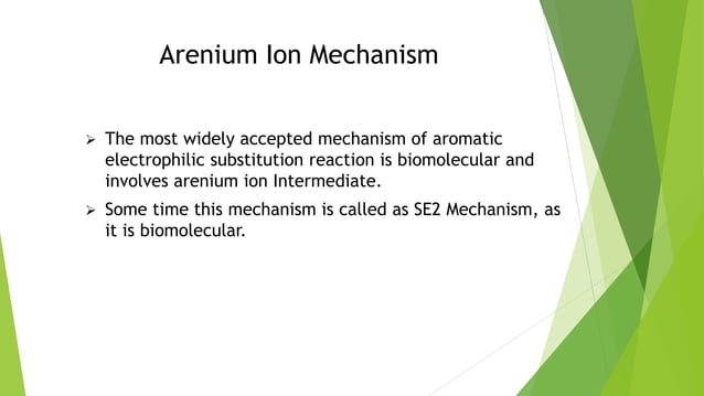 Arenium Ion Mechanism in Aromatic Electrophilic Substitution | PPTX ...