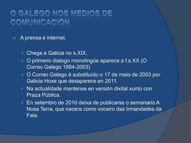 O galego no ambito educativo | PPT