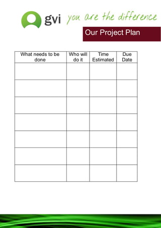 Project plan handout | DOCX | Technology & Computing