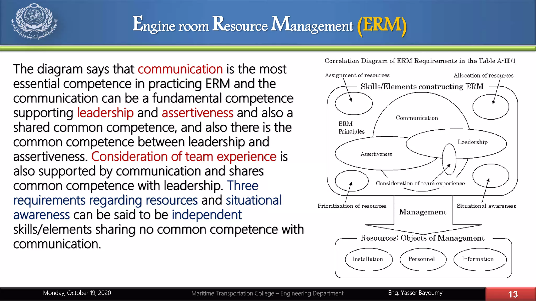 Engine room resource management | PPTX