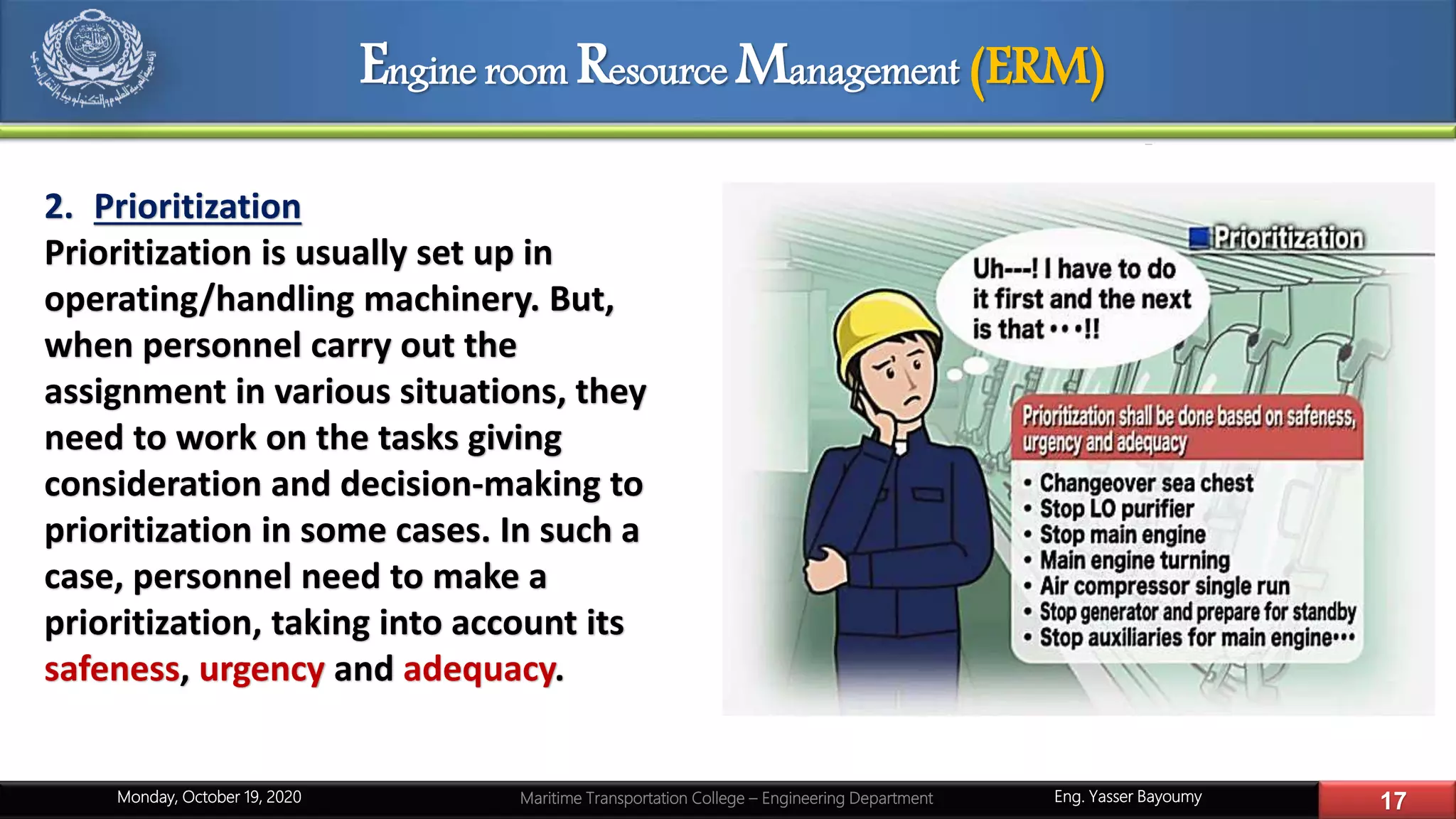 Engine room resource management | PPTX