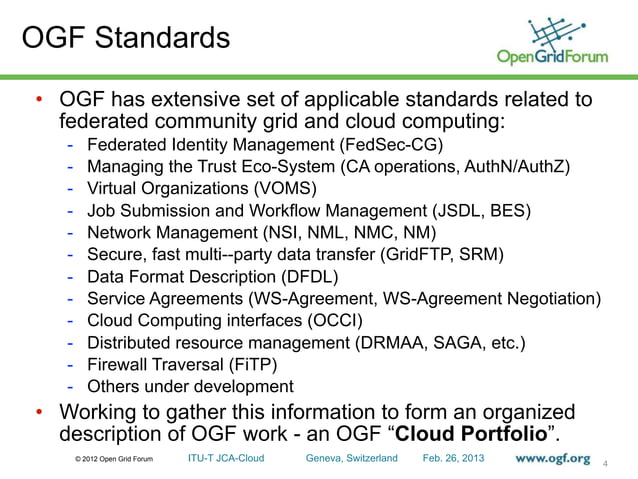 OGF Standards Overview - ITU-T JCA Cloud | PPT