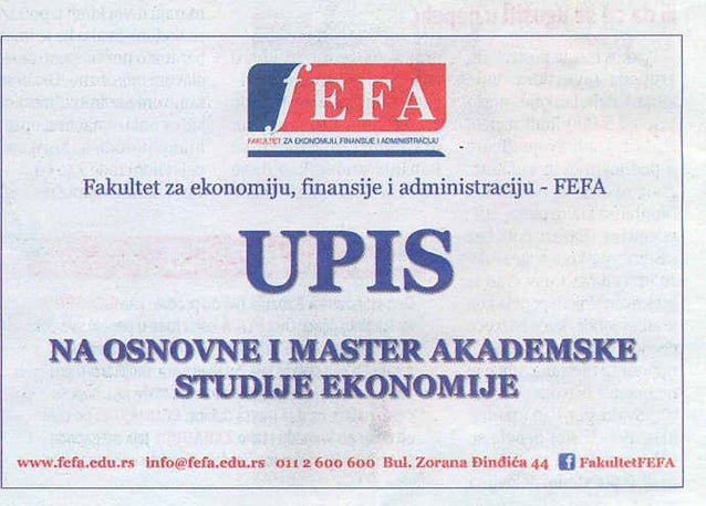 Upis na osnovne i master studije FEFA, 24 sata, 8. 9. 2014. | PPT