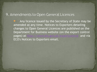 Open General Licence | PPT