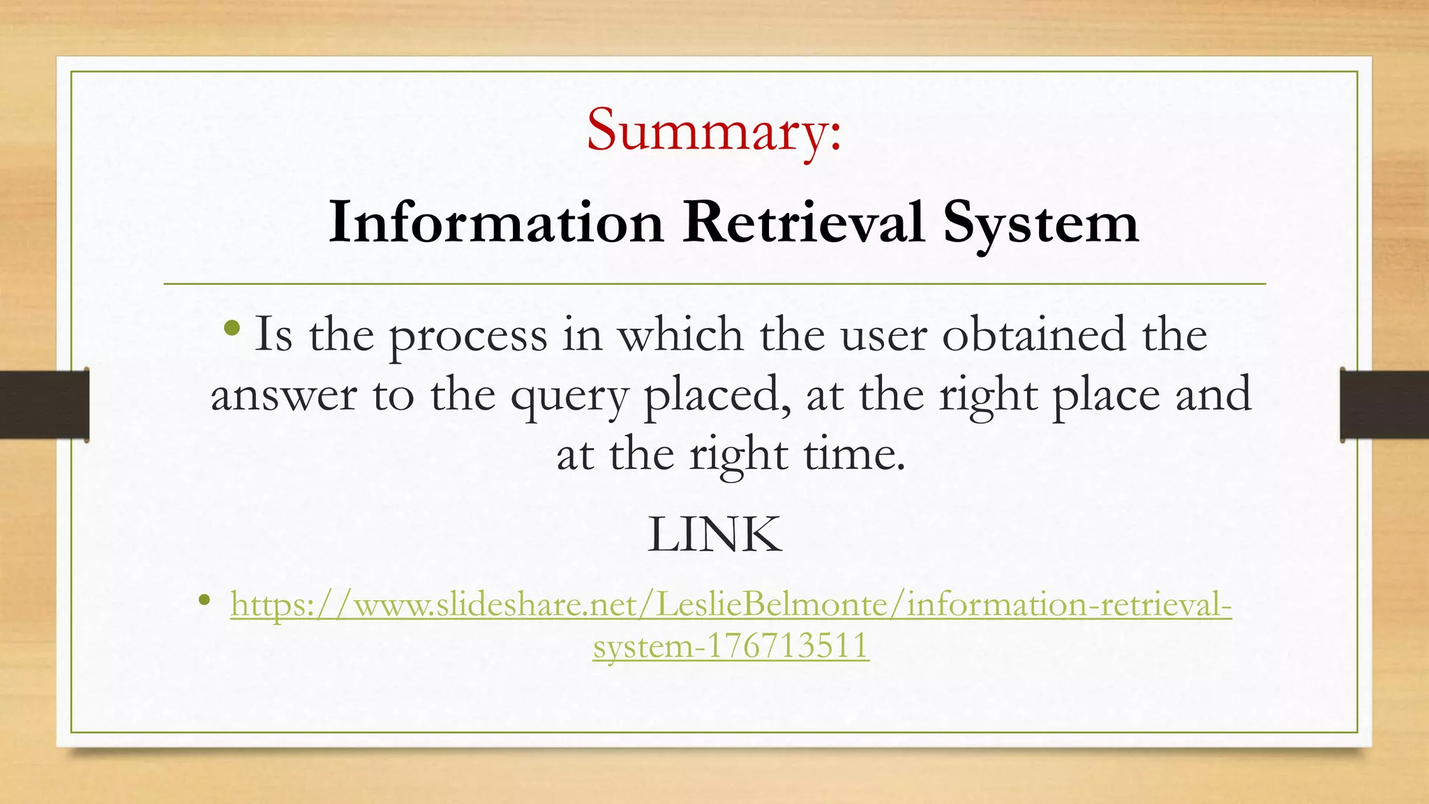 Information retrieval system | PPT