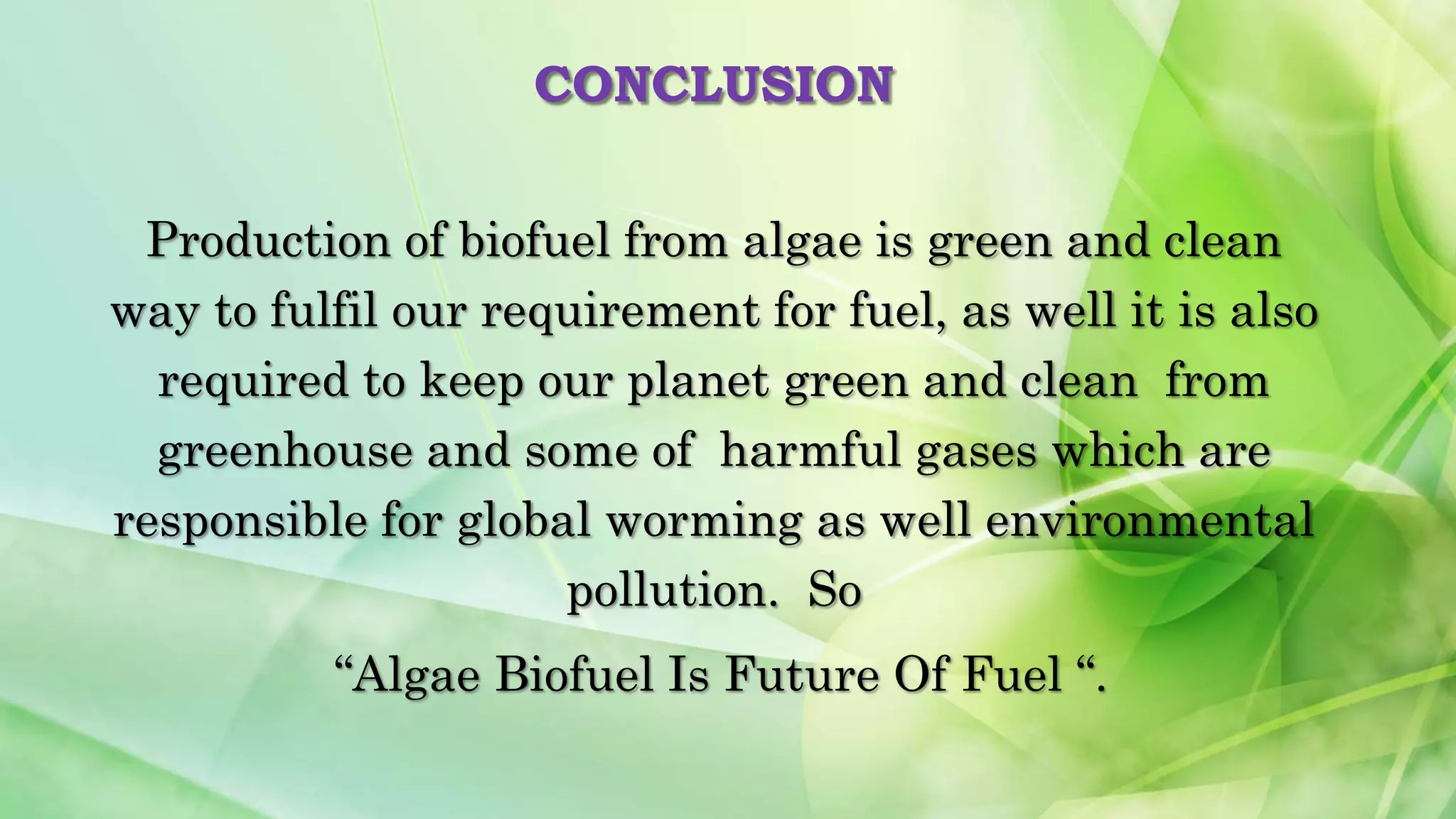 fuel for future : algae biofuel | PPTX