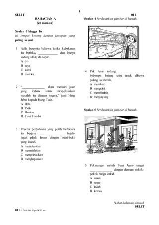 Soalan BM Pemahaman Tahun5 | PDF