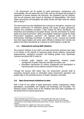 OGP Action Plan Tanzania | PDF | Civic affairs | Politics