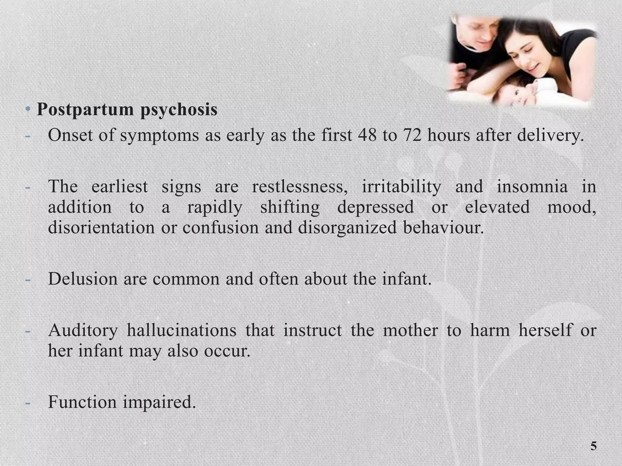 Postpartum psychiatric disorder | PPTX
