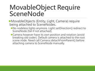 OGRE v2.1 manual - Changes: Objects, Scene & Nodes | PPT