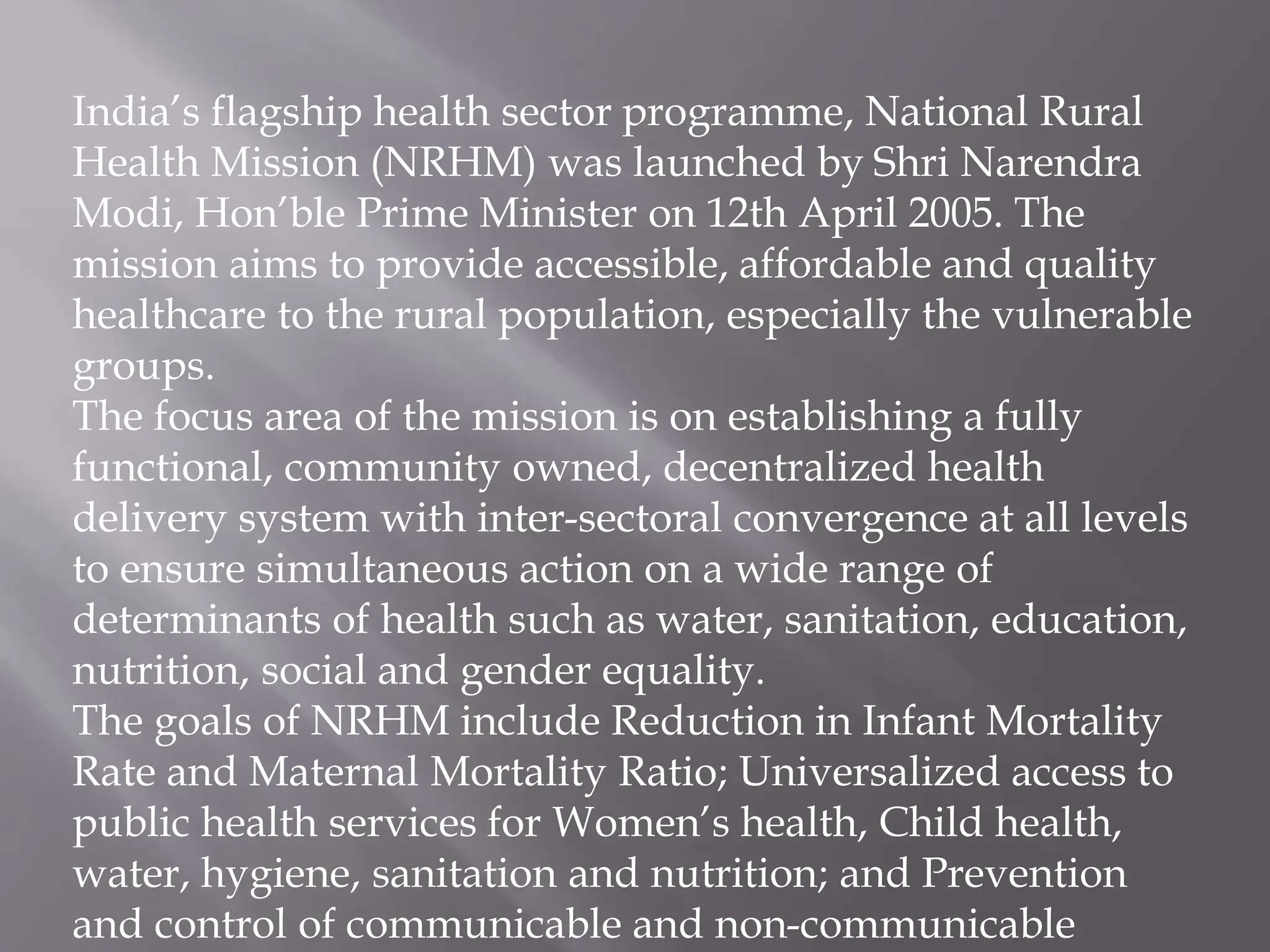 National Health Rural Mission slide share | PPTX | Healthcare Industry ...