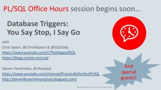 AskTOM Office Hours on Database Triggers | PPT