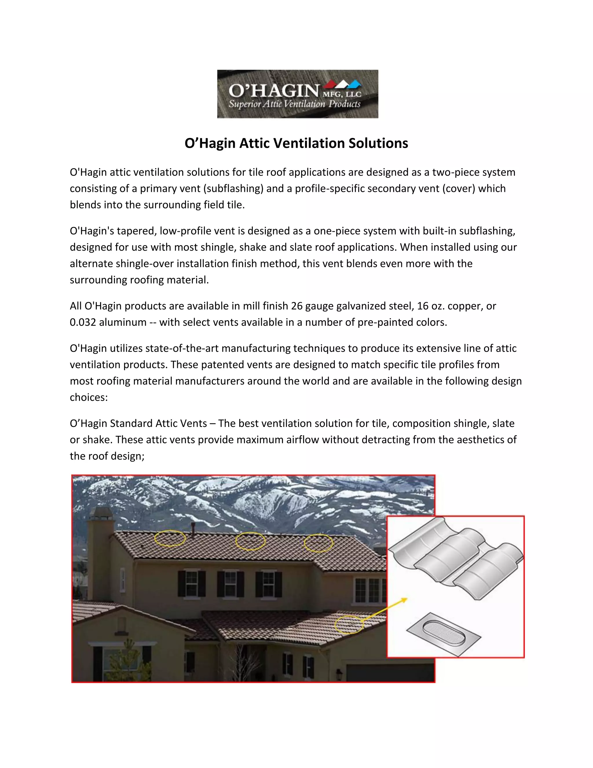 Ohagin attic vents solutions | PDF