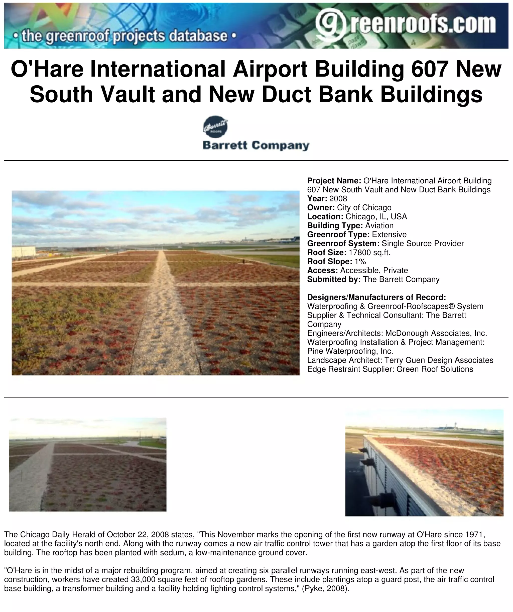 O'Hare International Airport Green Roof Project | PDF