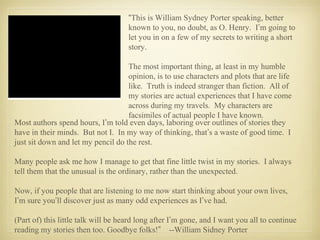 O. Henry Biography, William Sydney Porter | PPT