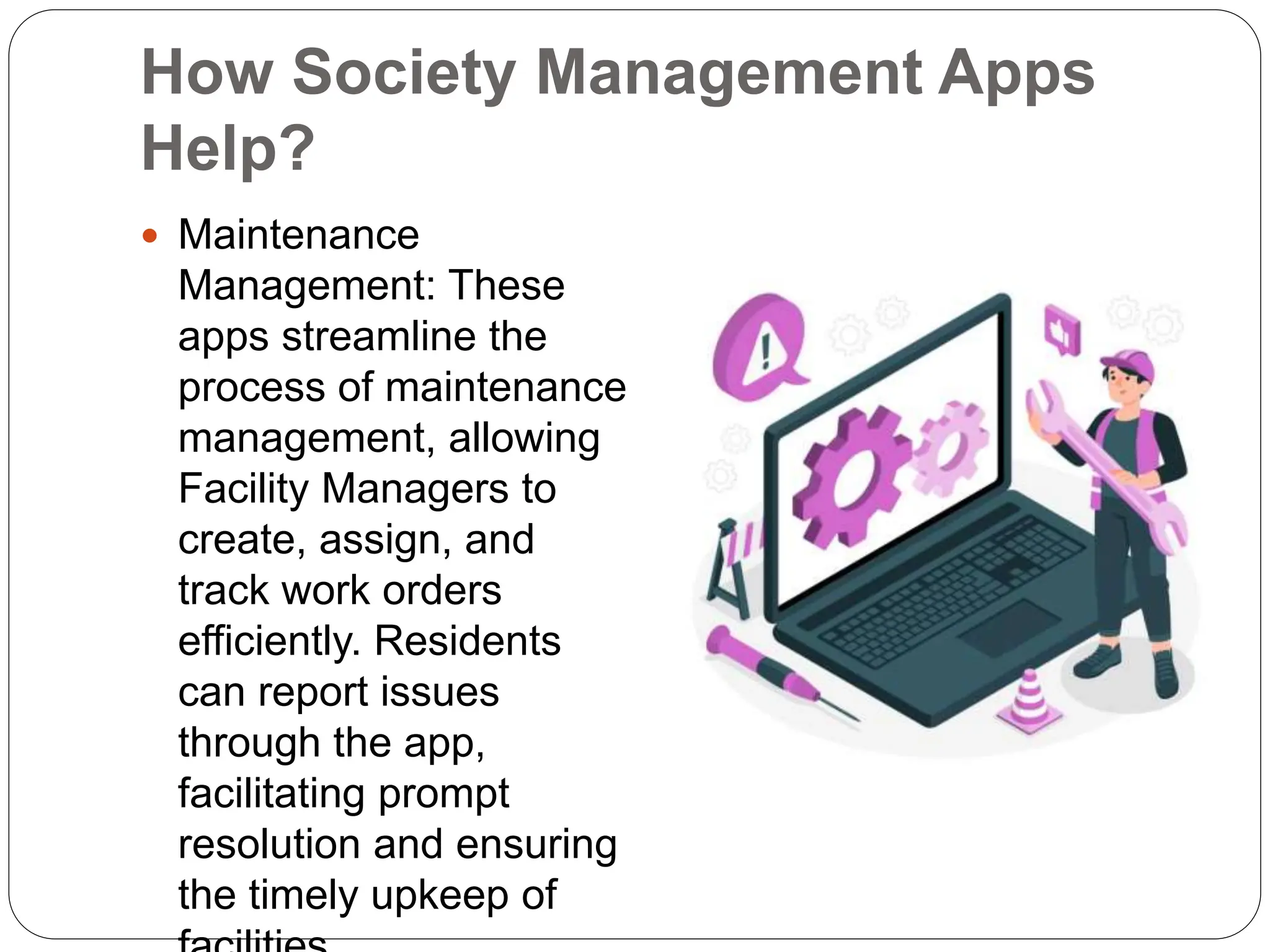 Role of Society Management apps for facility managers | PPTX