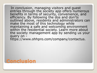 Managing Visitors Entries Through the Society App - Some Dos and Don'ts ...