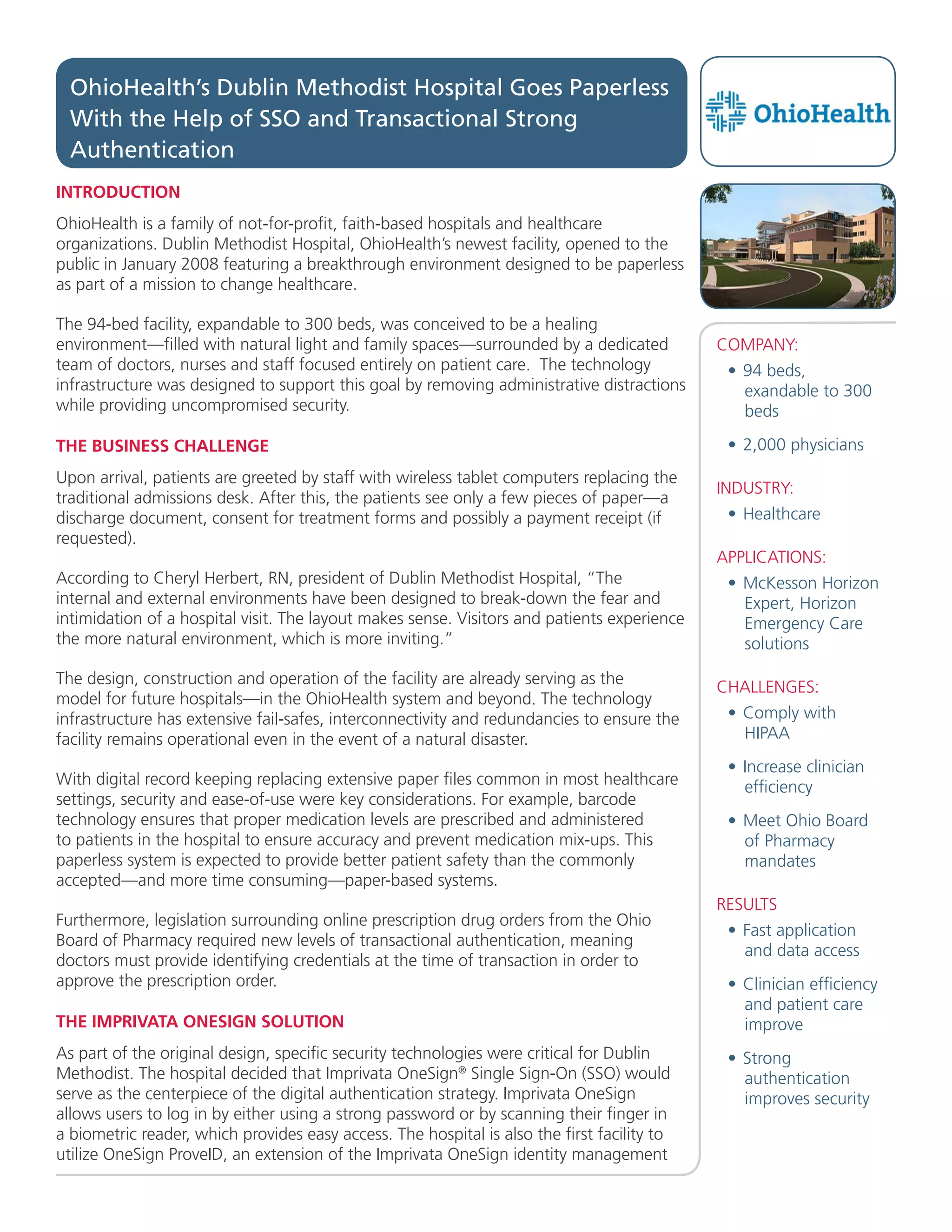 OhioHealth's Dublin Methodist Hospital Success Story | PDF