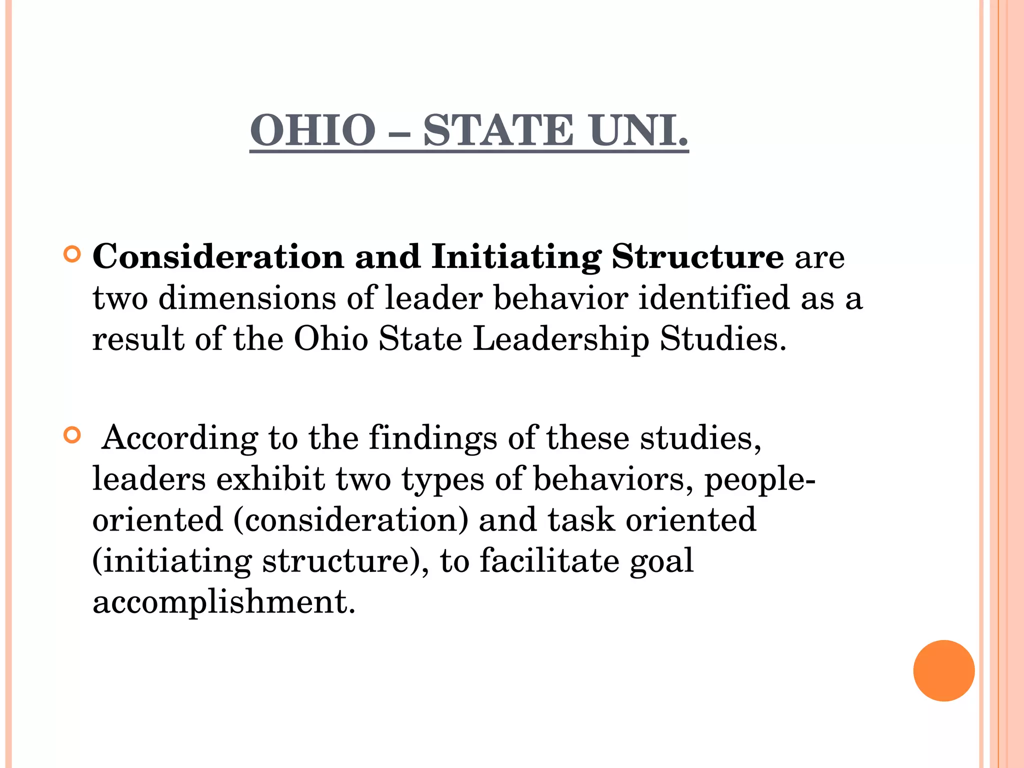 Ohio State Leadership Behaviour Theory | PPT