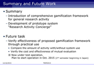 Proposed framework for Gamifying Research Activities | PPT