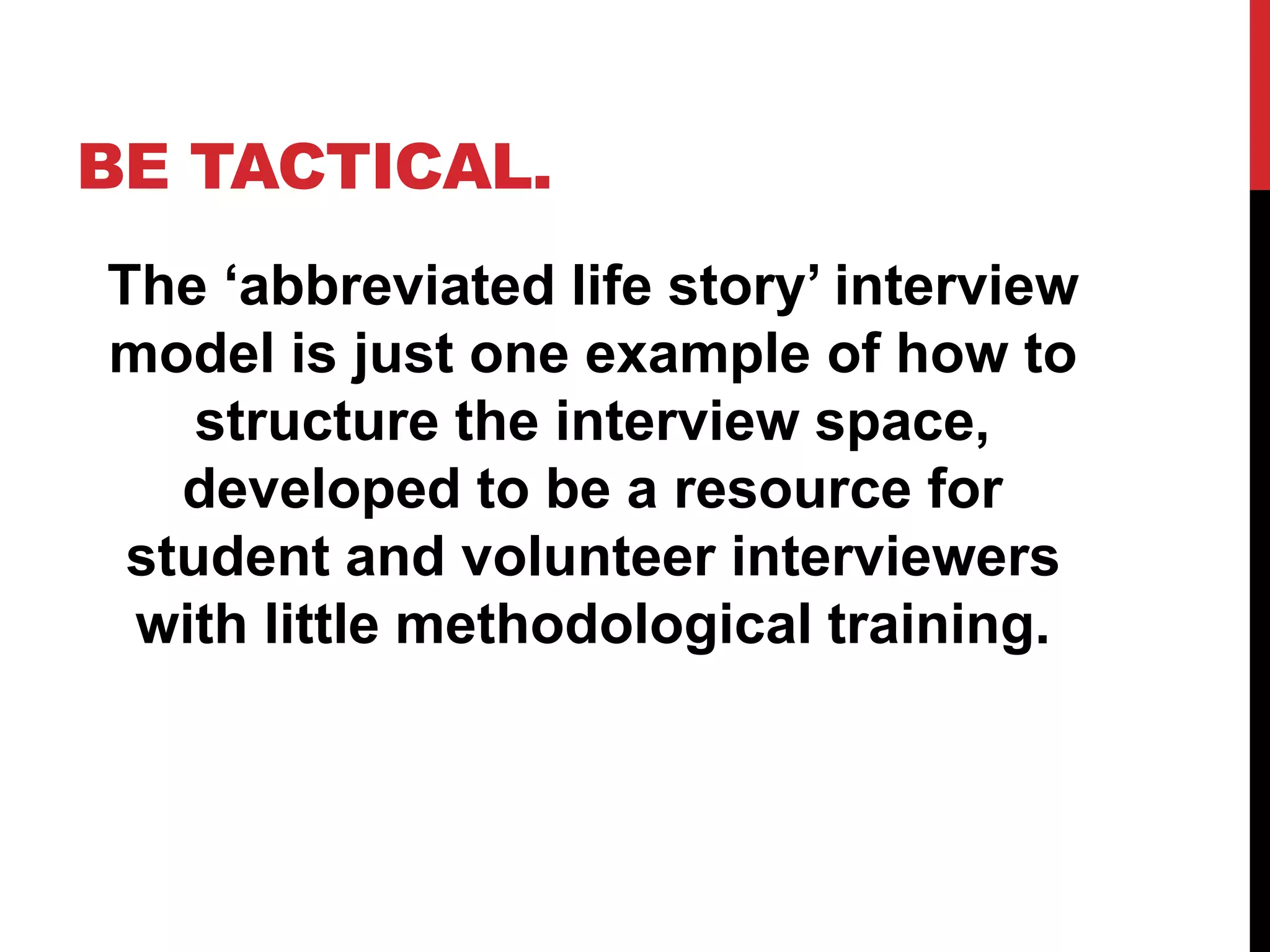 Oral History in the Liberal Arts: A tactical approach to interviewing ...