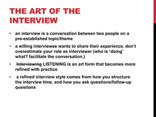 Oral History in the Liberal Arts: A tactical approach to interviewing ...