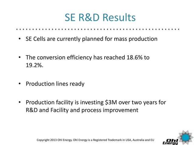 Ohl Energy - Technical advances in solar cell and solar panel ...