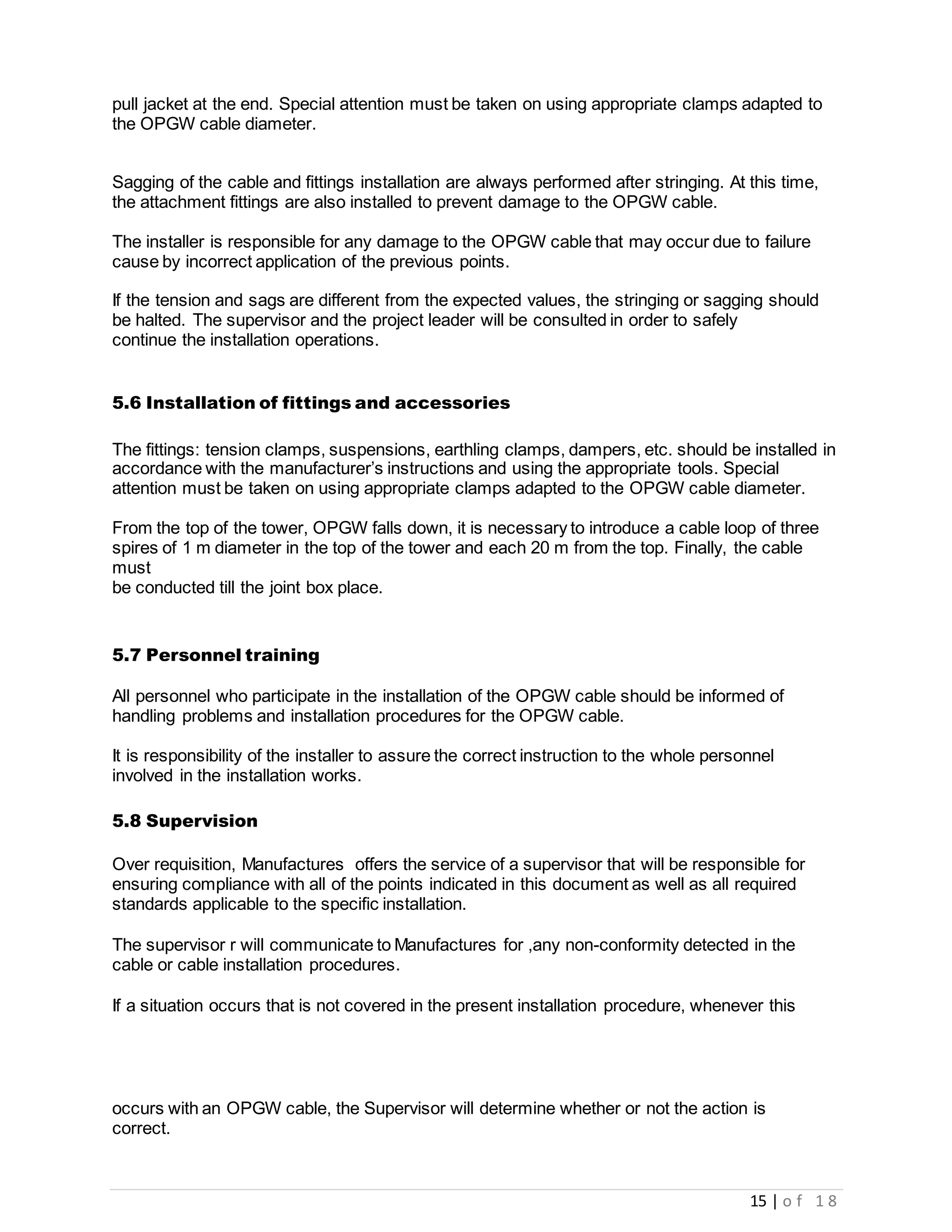 Ohl transmission lines opgw instalation procedure for fiber optic ...